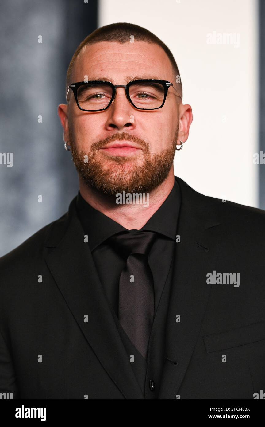 USA. 12th Mar, 2023. Travis Kelce walking on the red carpet at the 2023 ...