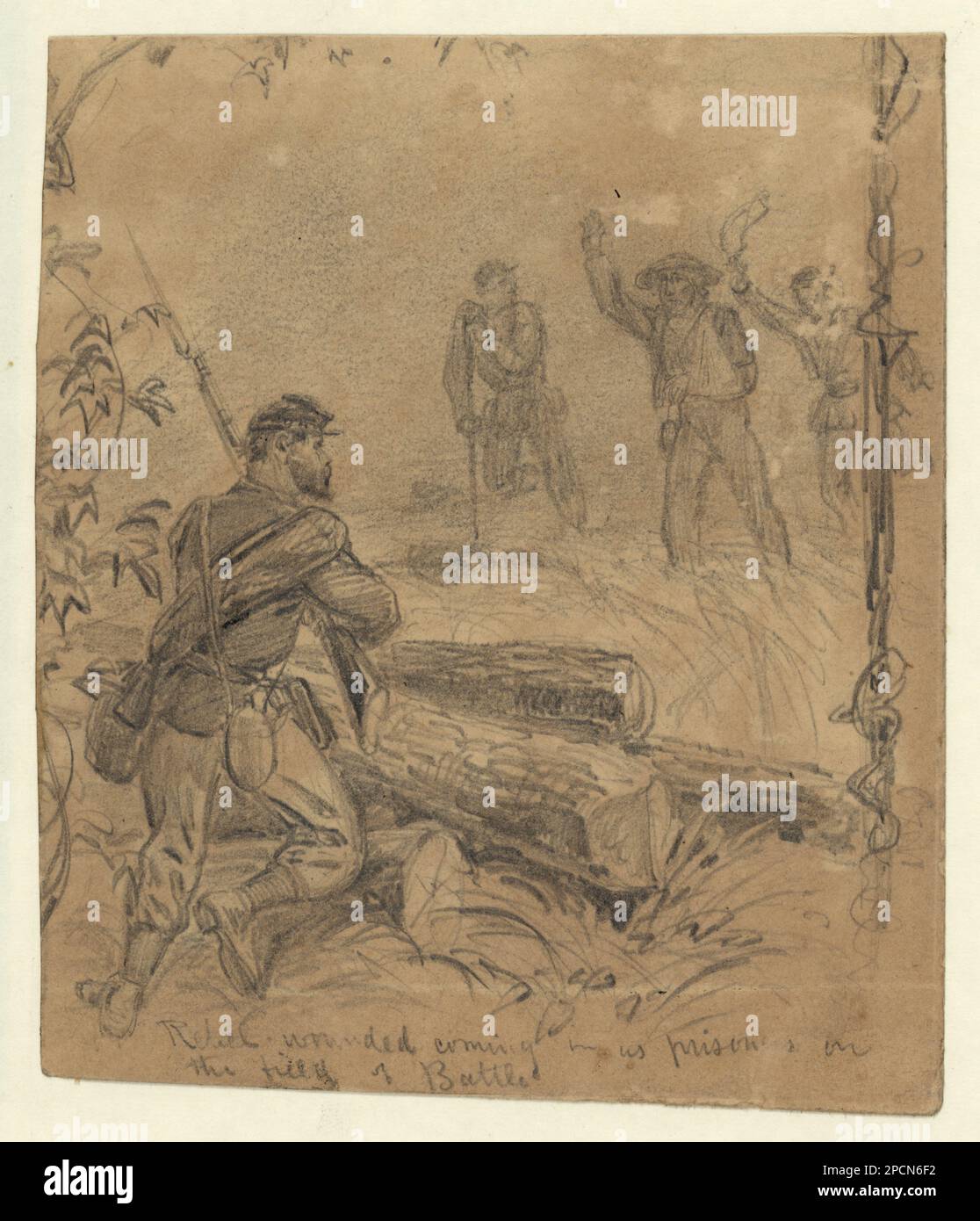 Rebel wounded coming in as prisoners on the field of battle. Morgan ...