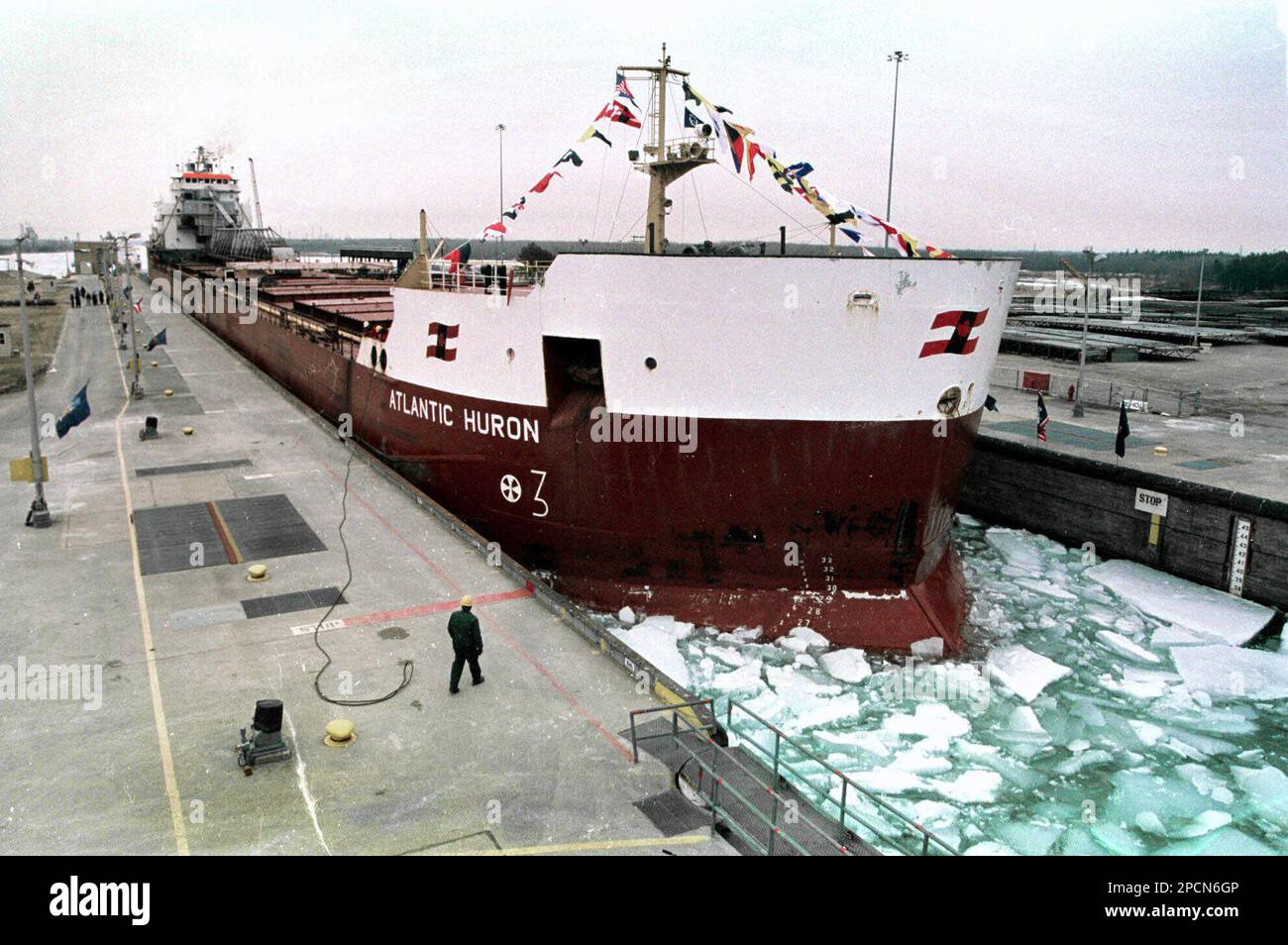 ** FILE ** The Canadian ship Atlantic Huron pushes through the ...