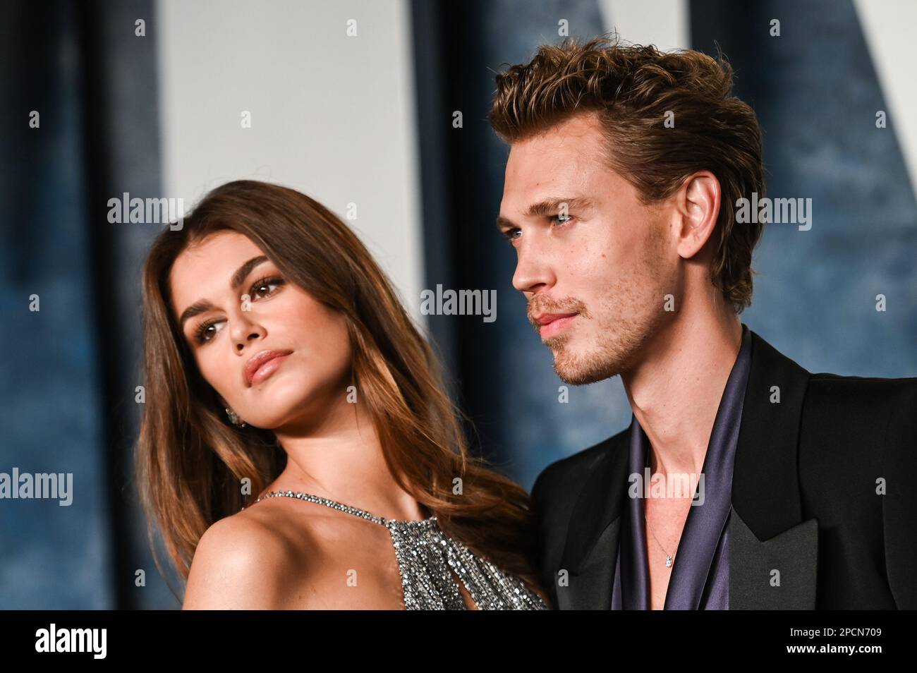 USA. 12th Mar, 2023. Kaia Gerber and Austin Butler walking on the red ...