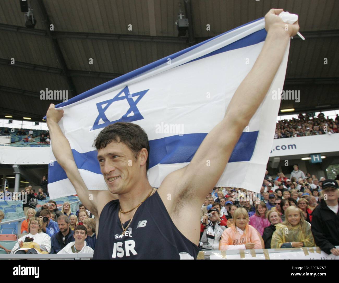 Israel's Alex Averbukh celebrates after winning the gold medal in the ...