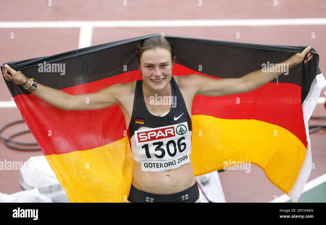Germanys Ulrike Maisch Celebrates After Winning The Gold Medal In The