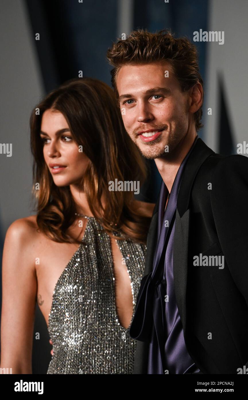 USA. 12th Mar, 2023. Kaia Gerber and Austin Butler walking on the red ...