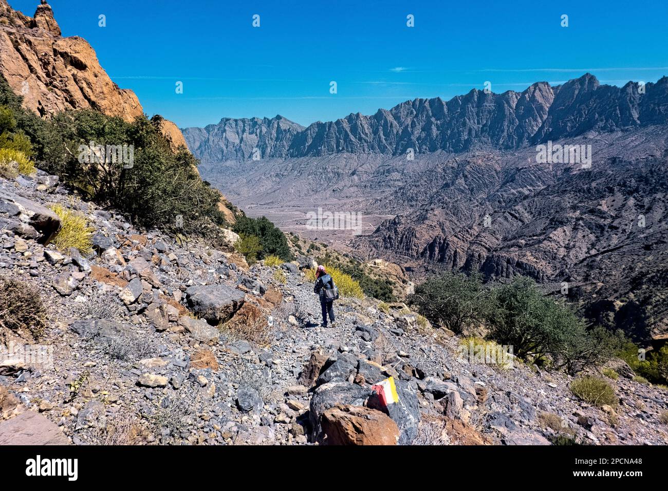 Descending the Hadash-Wakan route in the Western Hajar Mountains, Wakan ...