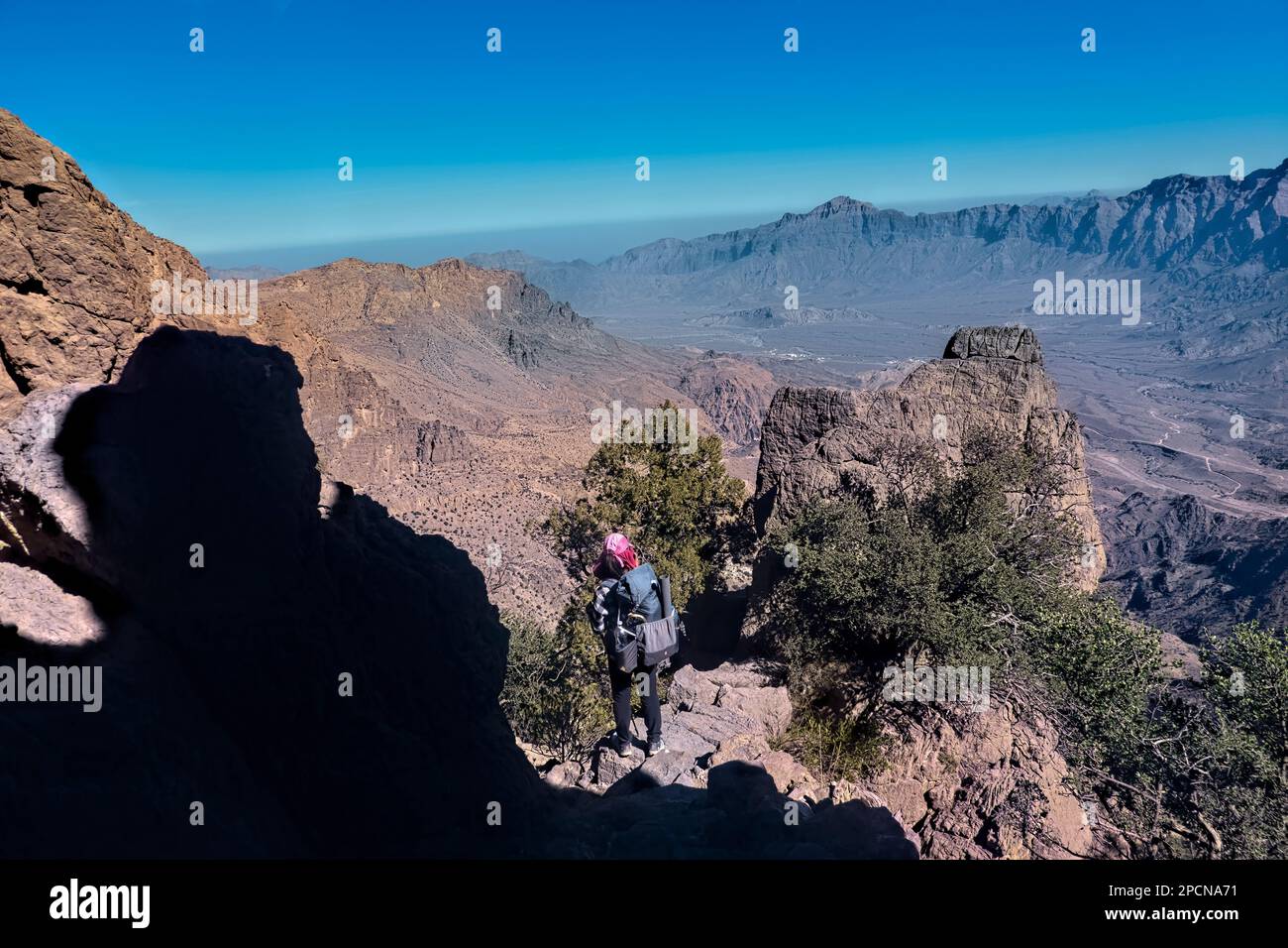 Descending the Hadash-Wakan route in the Western Hajar Mountains, Wakan ...