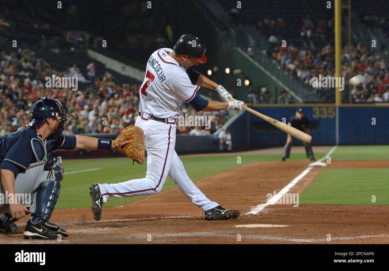 Atlanta Braves' Jeff Francoeur (7) connects with a game-ending double ...
