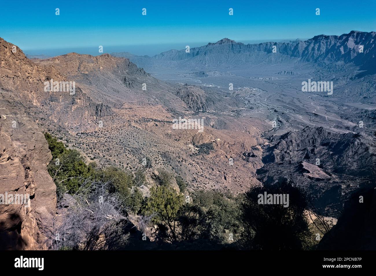 Looking down to Wakan village while trekking in the Western Hajar ...
