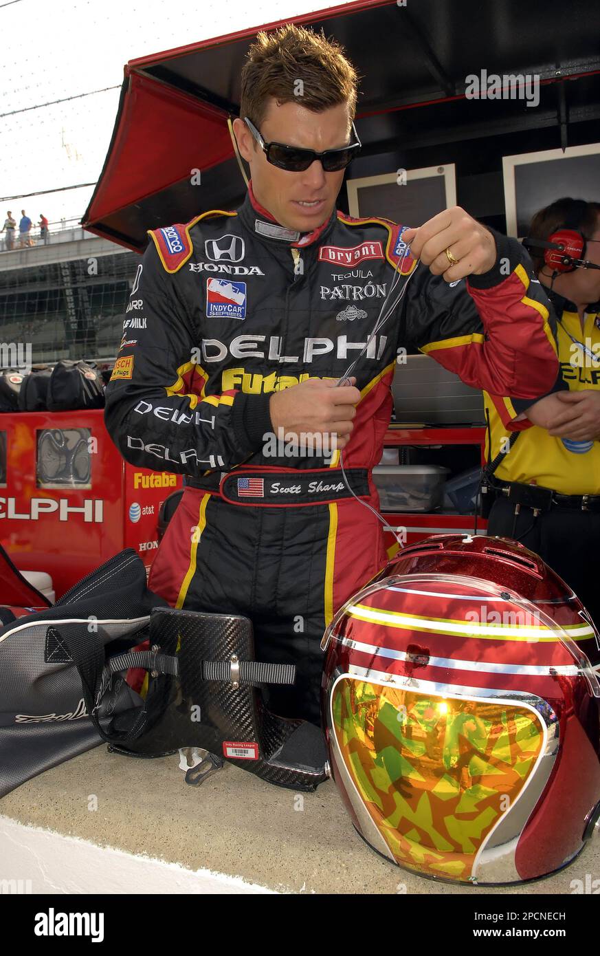 ** FILE ** Indy Racing League driver Scott Sharp prepares to practice ...