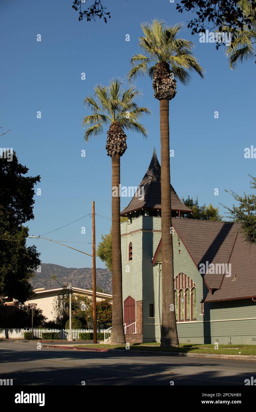 Afternoon view of a historic church and neighborhood near downtown San ...