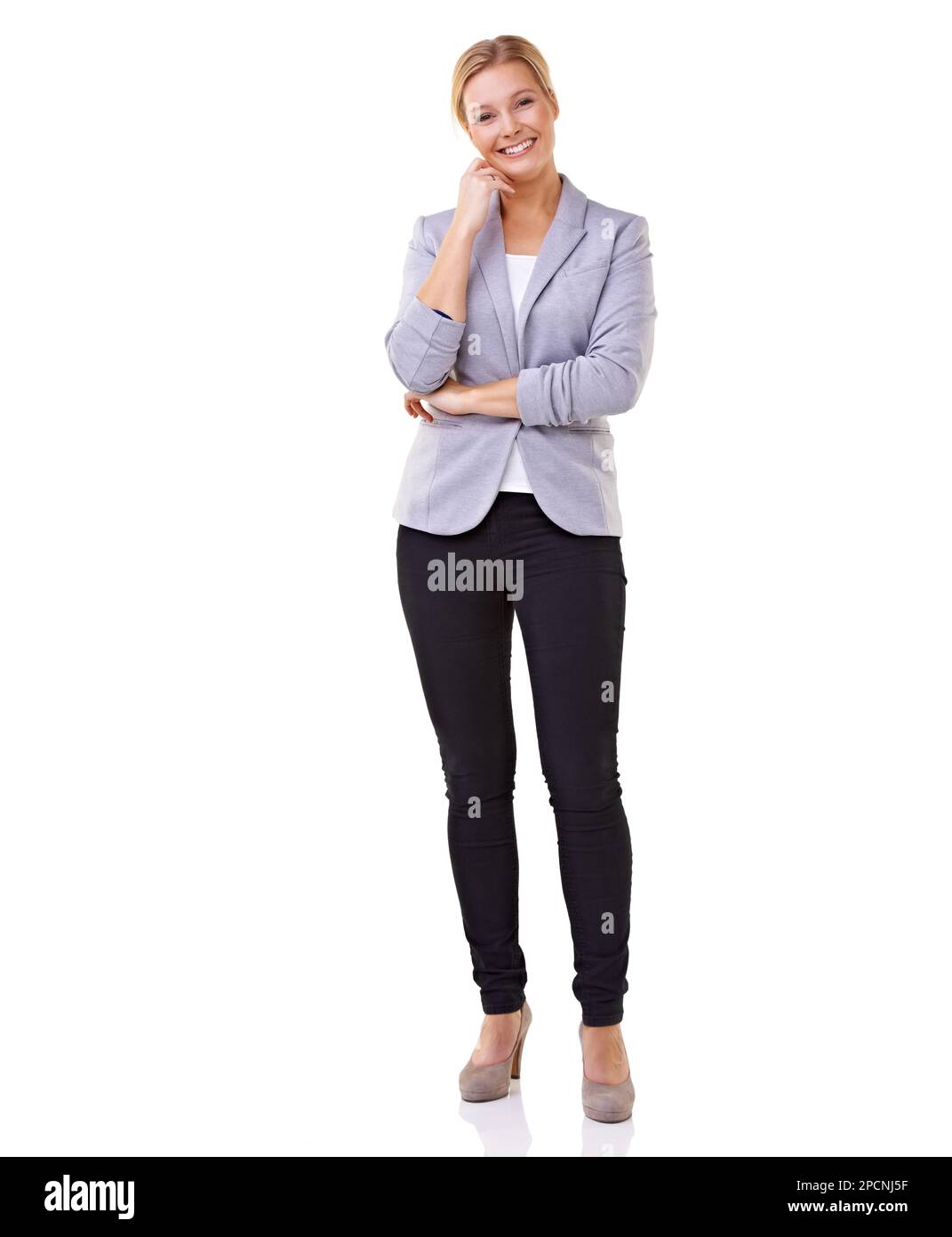 Smart casual style. Full length studio portrait of a beautiful young ...