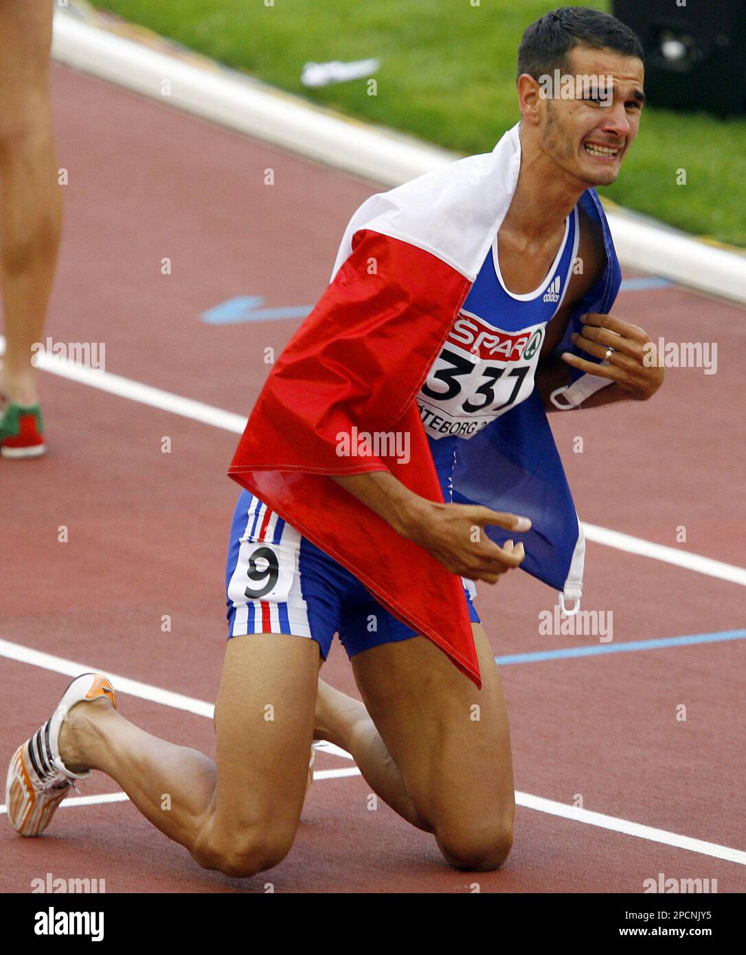Mehdi Baala of France reacts after winning the Men's 1500 meters final ...