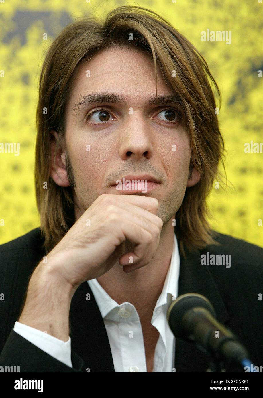 German producer Max Wiedemann listens to a question during the press ...