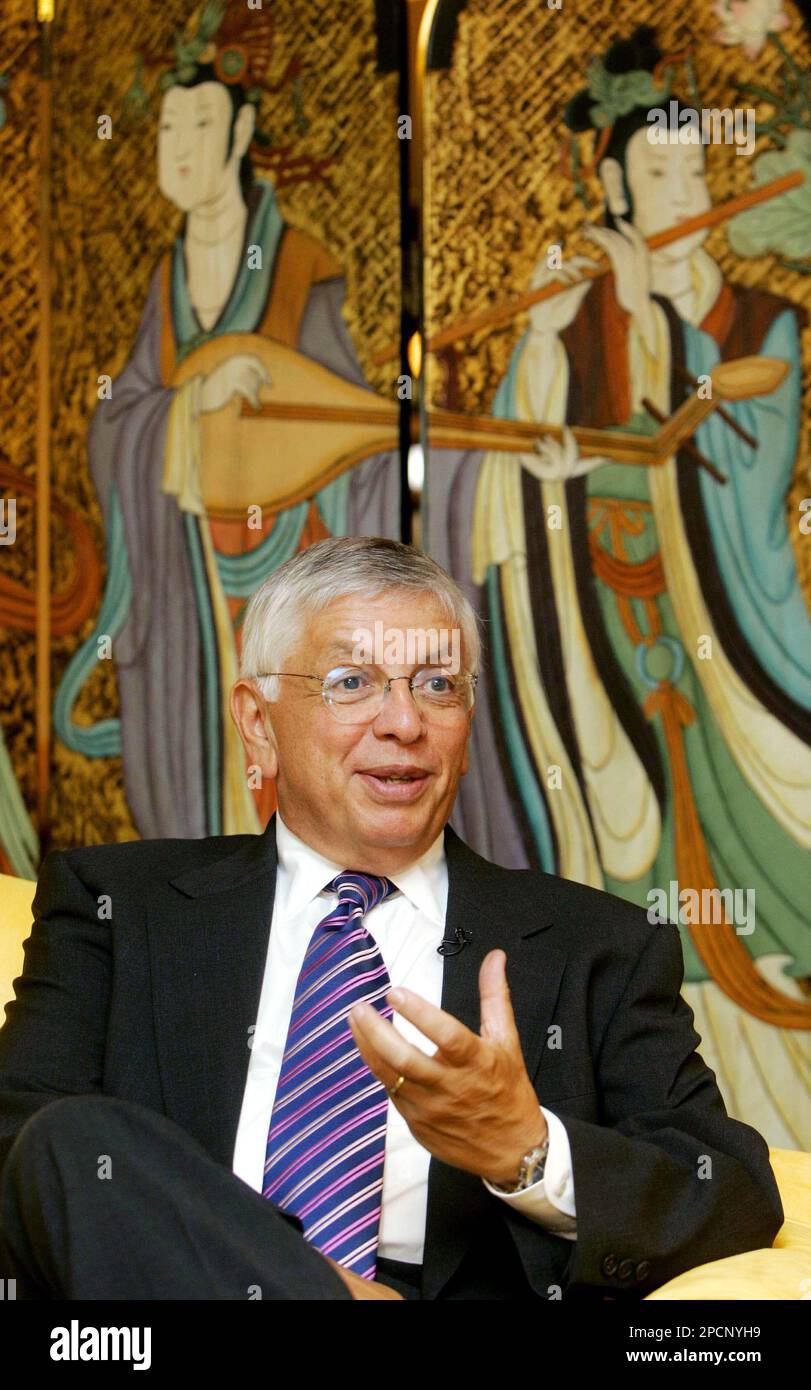 NBA Commissioner David Stern speaks during an interview in Guangzhou ...