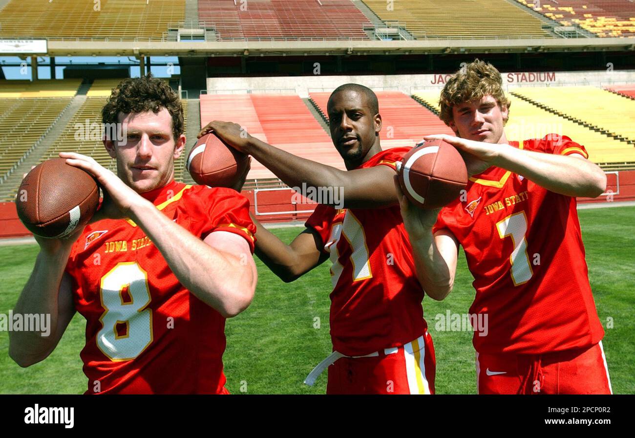 Iowa State receivers Todd Blythe, right, Jon Davis, center and Austin ...