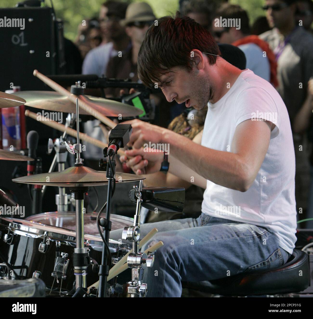 Ed Lay, drummer for the Birmingham-based U.K. band Editors, performs at ...