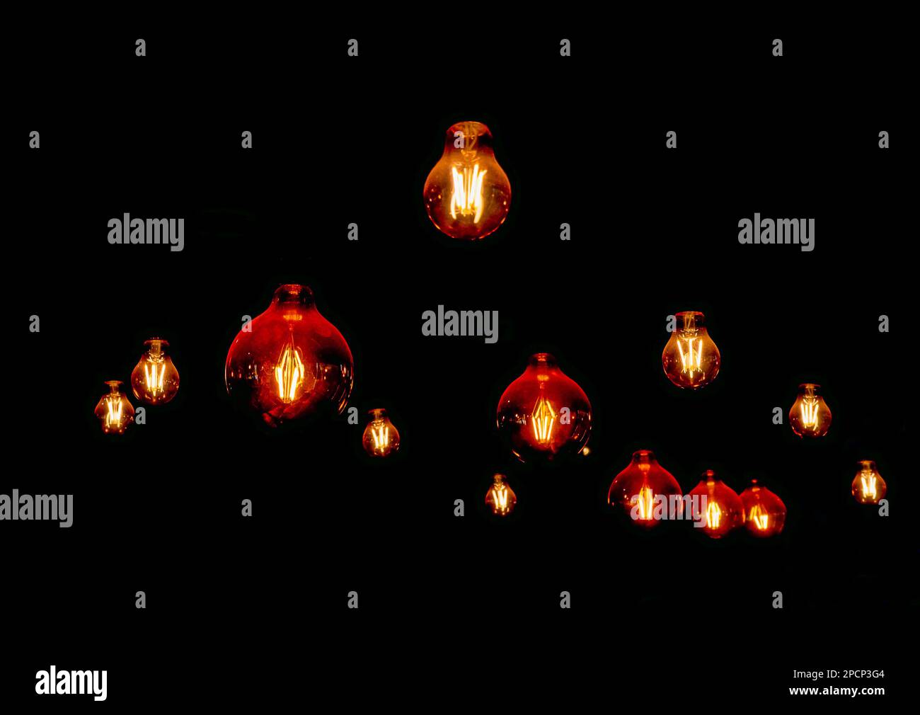 Vintage incandescent light bulb filament on black, close up shot Stock ...