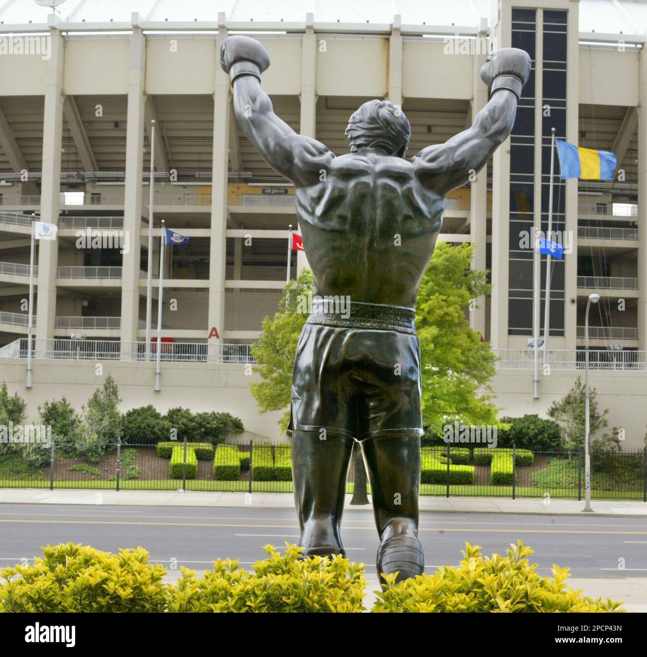 **FILE**The statue of a triumphant Rocky Balboa is shown across the ...