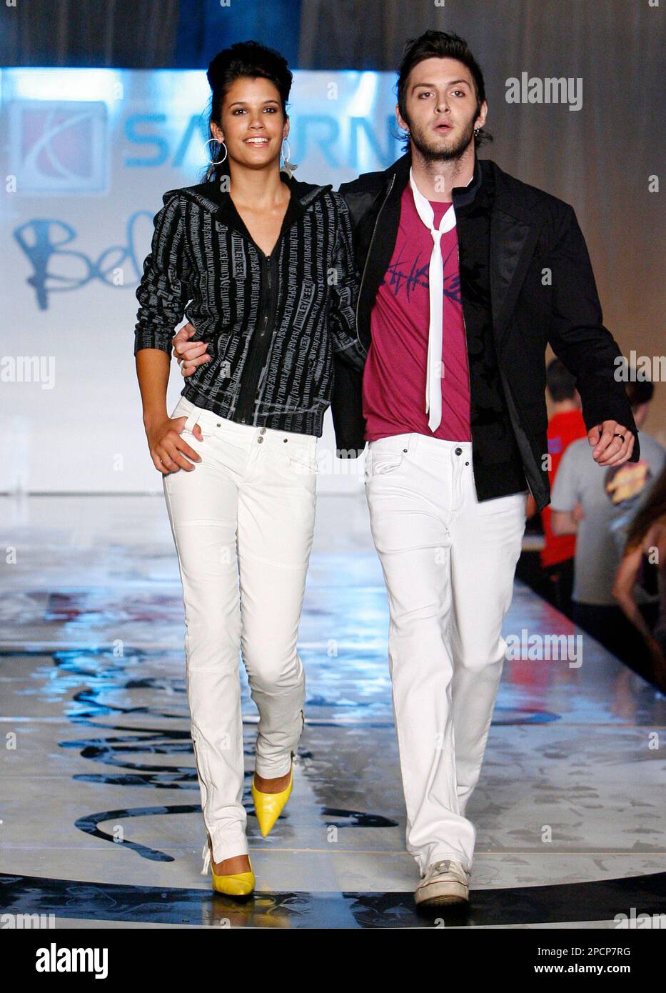 Models walk on the runway as part of the Hurley fashion show during the ...