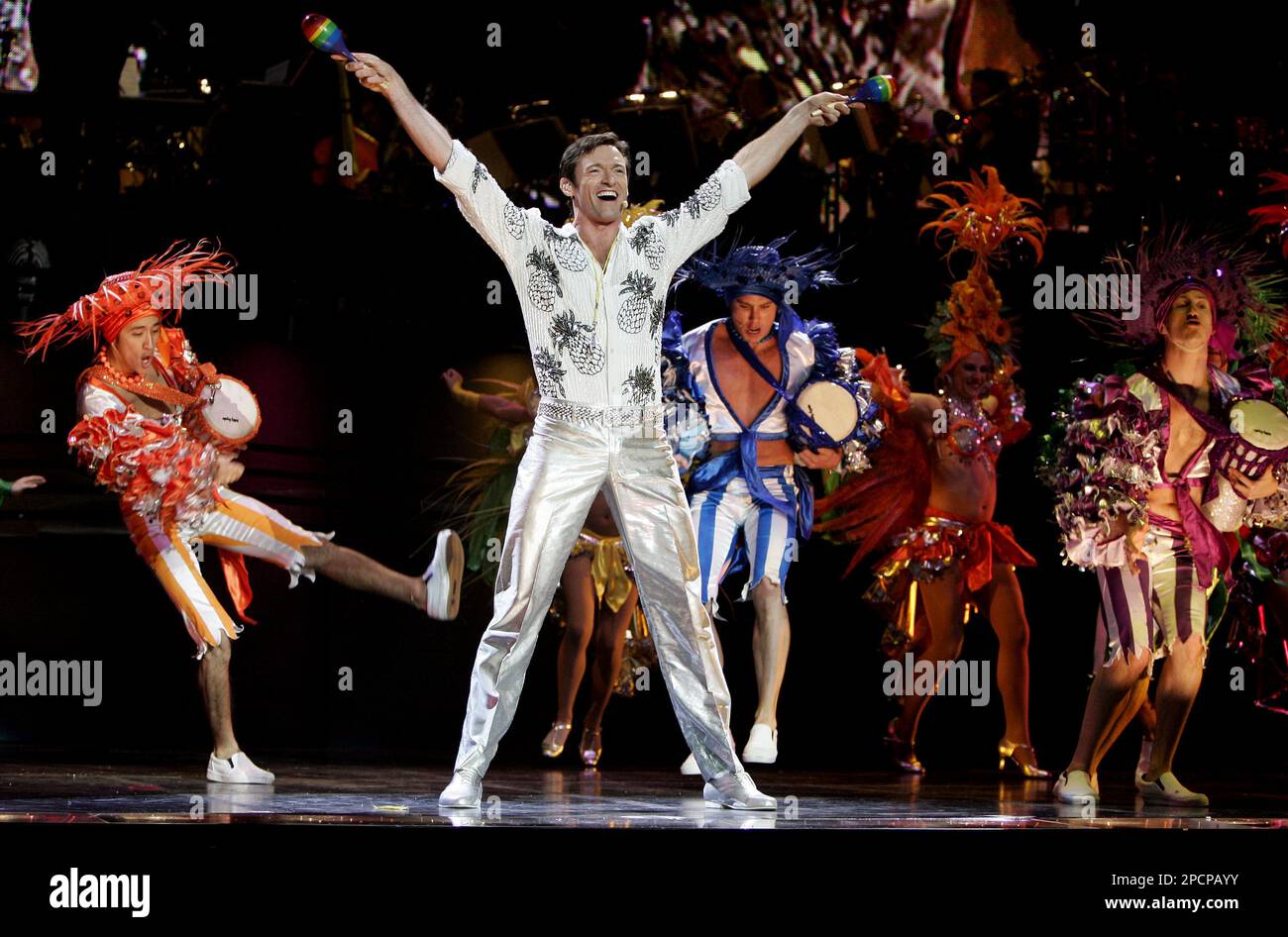 Hugh Jackman performs with the cast from the musical "The Boy from Oz ...