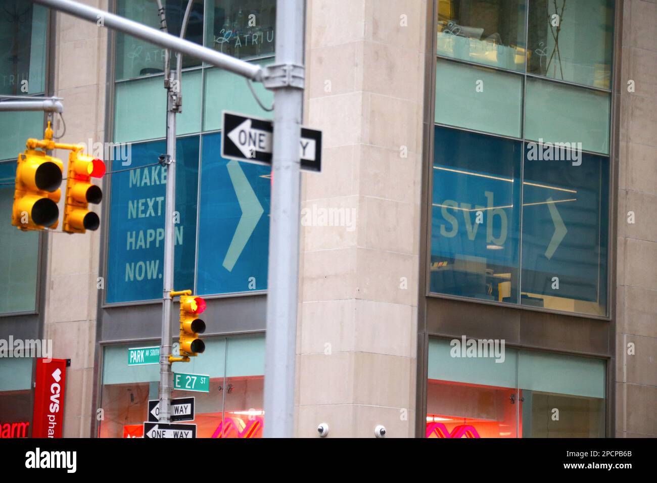 General view of Silicon Valley Bank Office on Park Avenue in New York ...