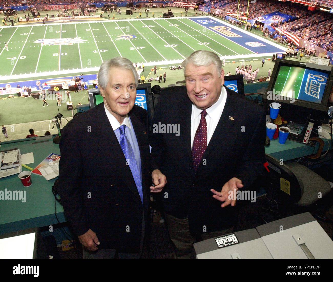 ** FILE ** Fox broadcasters Pat Summerall, left, and John Madden stand ...