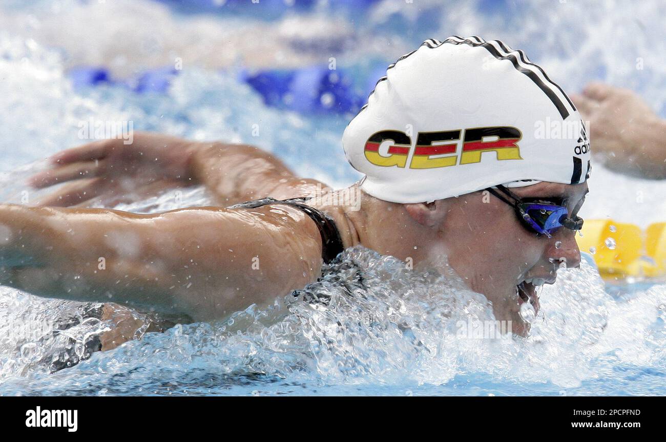 Second placed Nicole Hetzer, from Germany, swims during the Women's 400 ...