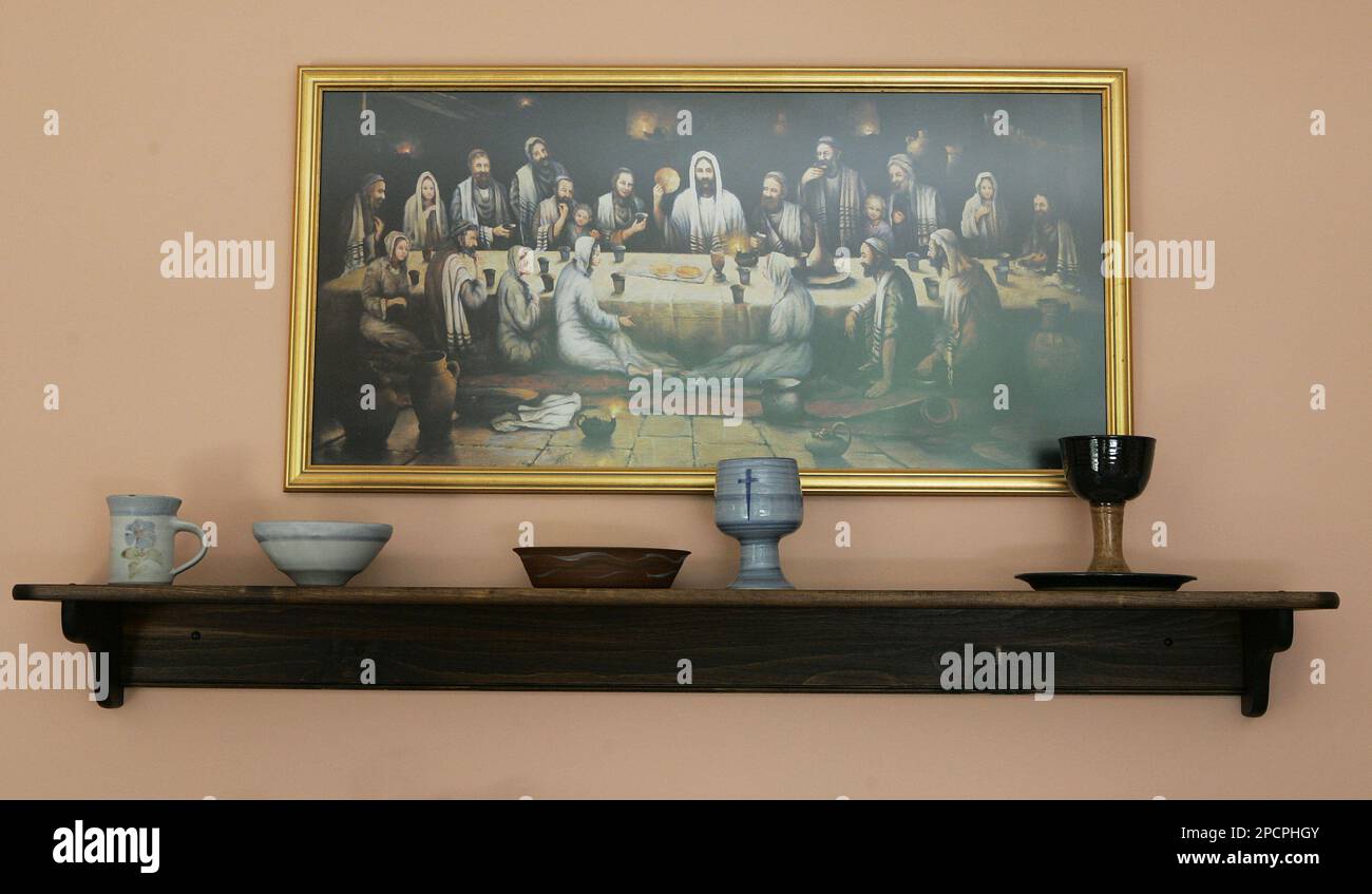 A painting of "The Last Supper" by Polish artist Bohdan Piasecki and a ...