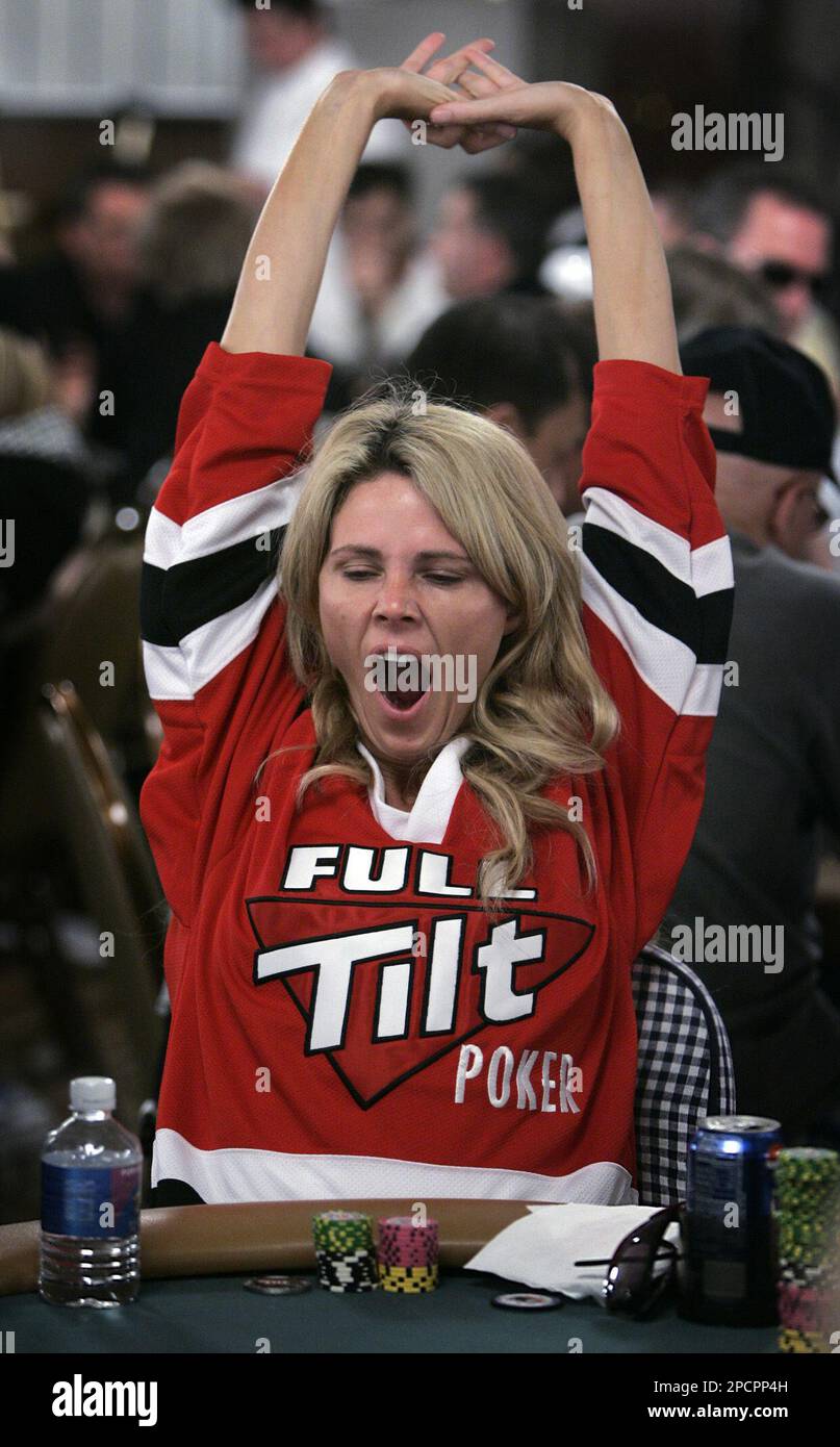Clonie Gowen yawns between hands on opening day at the World Series of ...