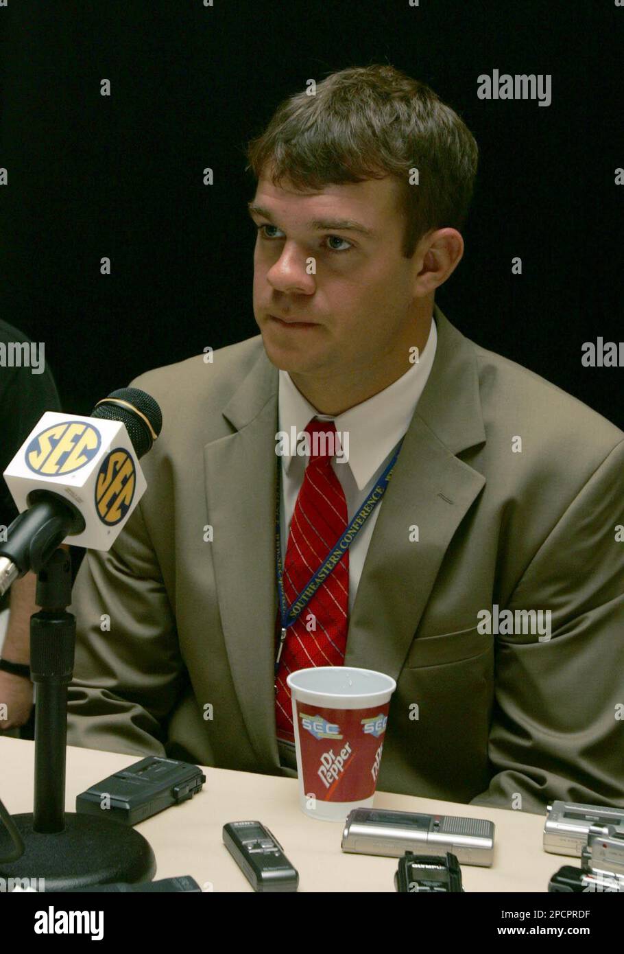 Auburn linebacker Will Herring speaks to reporters during the SEC ...