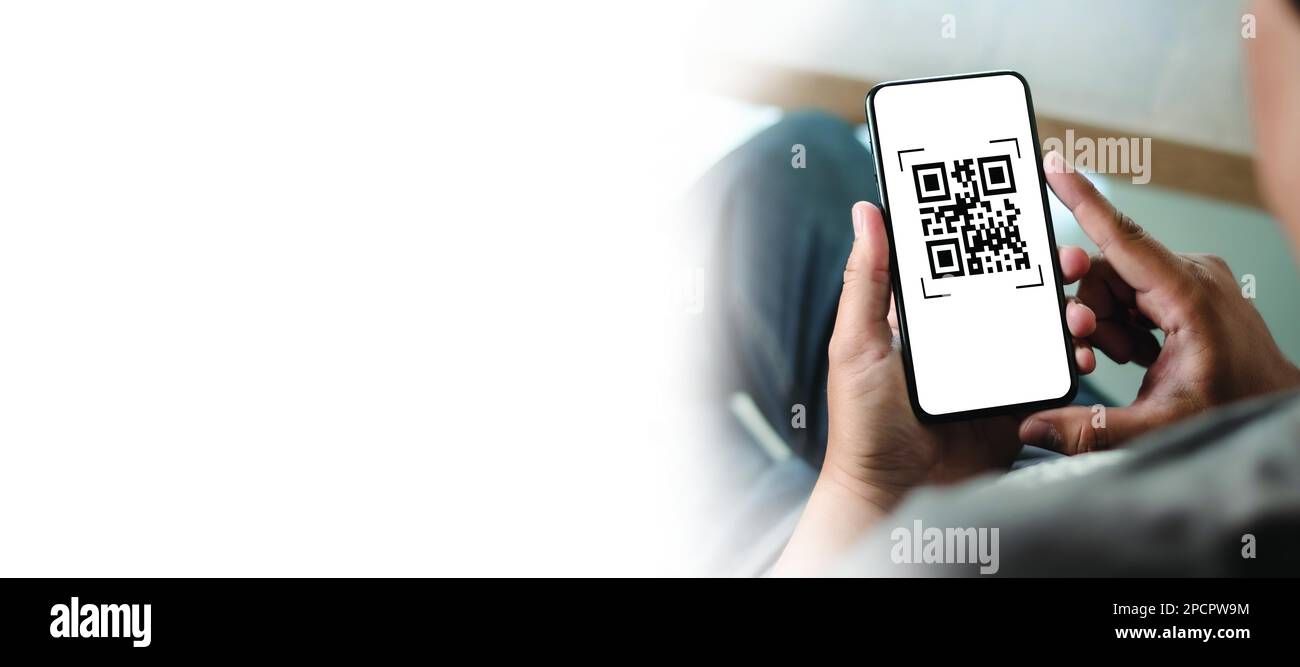 scanning QR codes with a mobile phone application and paying for goods ...