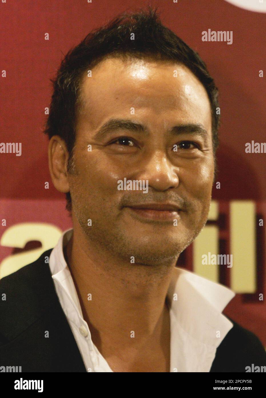 Hong Kong actors Simon Yam poses during the news conference of the ...