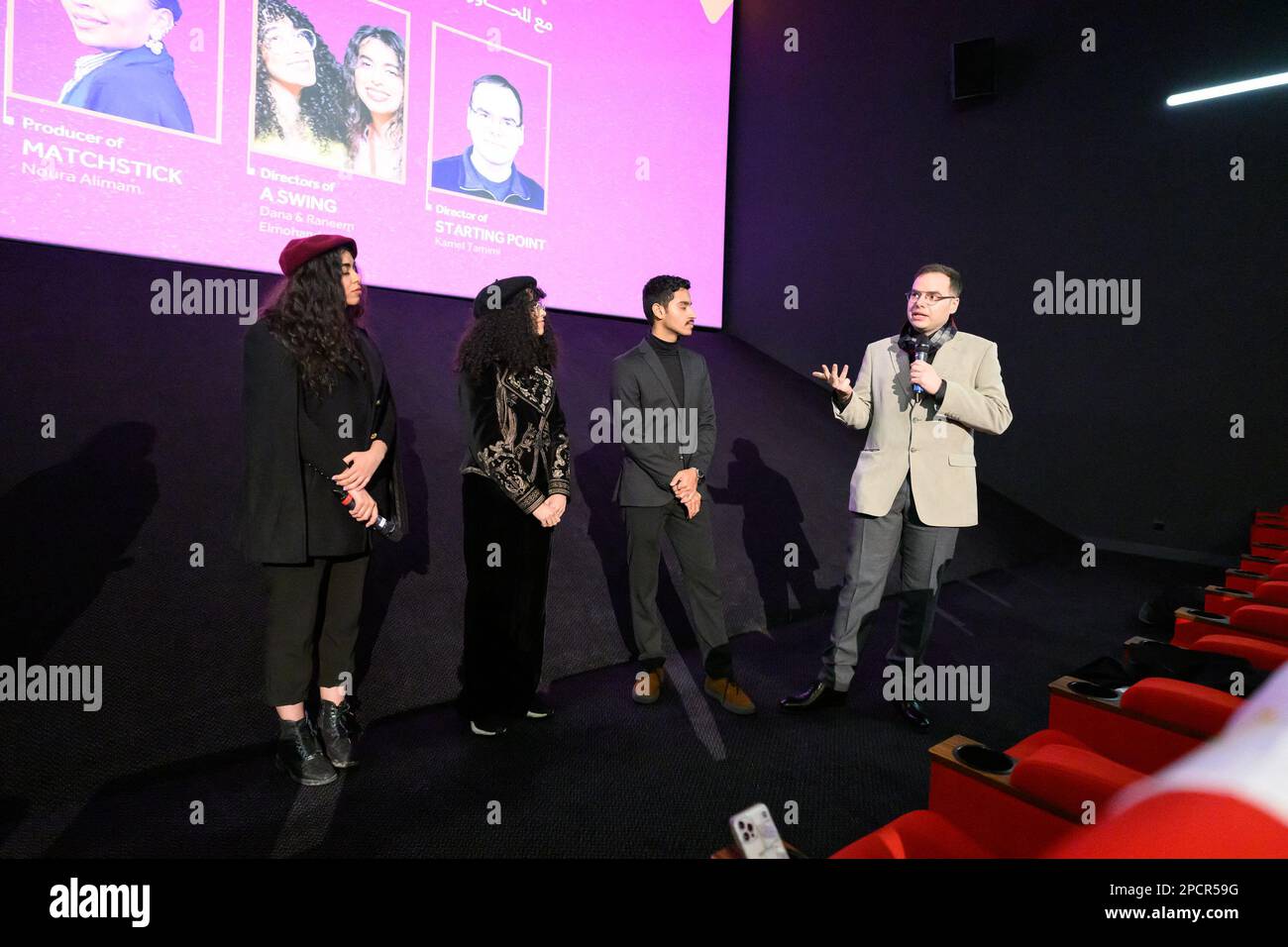 Raneem and Dana Elmorendes, Khaled Zidan and Kamel Tamimi attending the ...