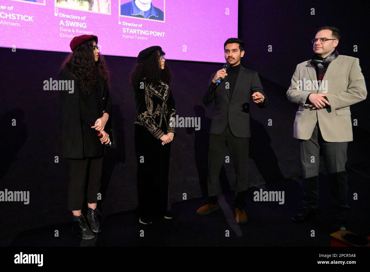 Raneem and Dana Elmorendes, Khaled Zidan and Kamel Tamimi attending the ...