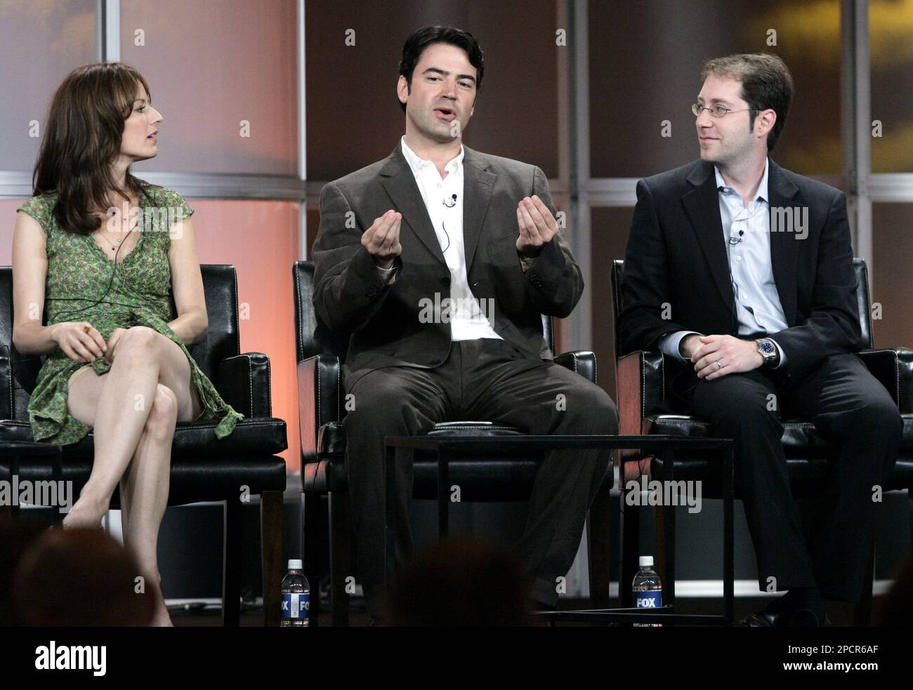 Actors Rosemarie DeWitt and Ron Livingston,from left, and executive ...