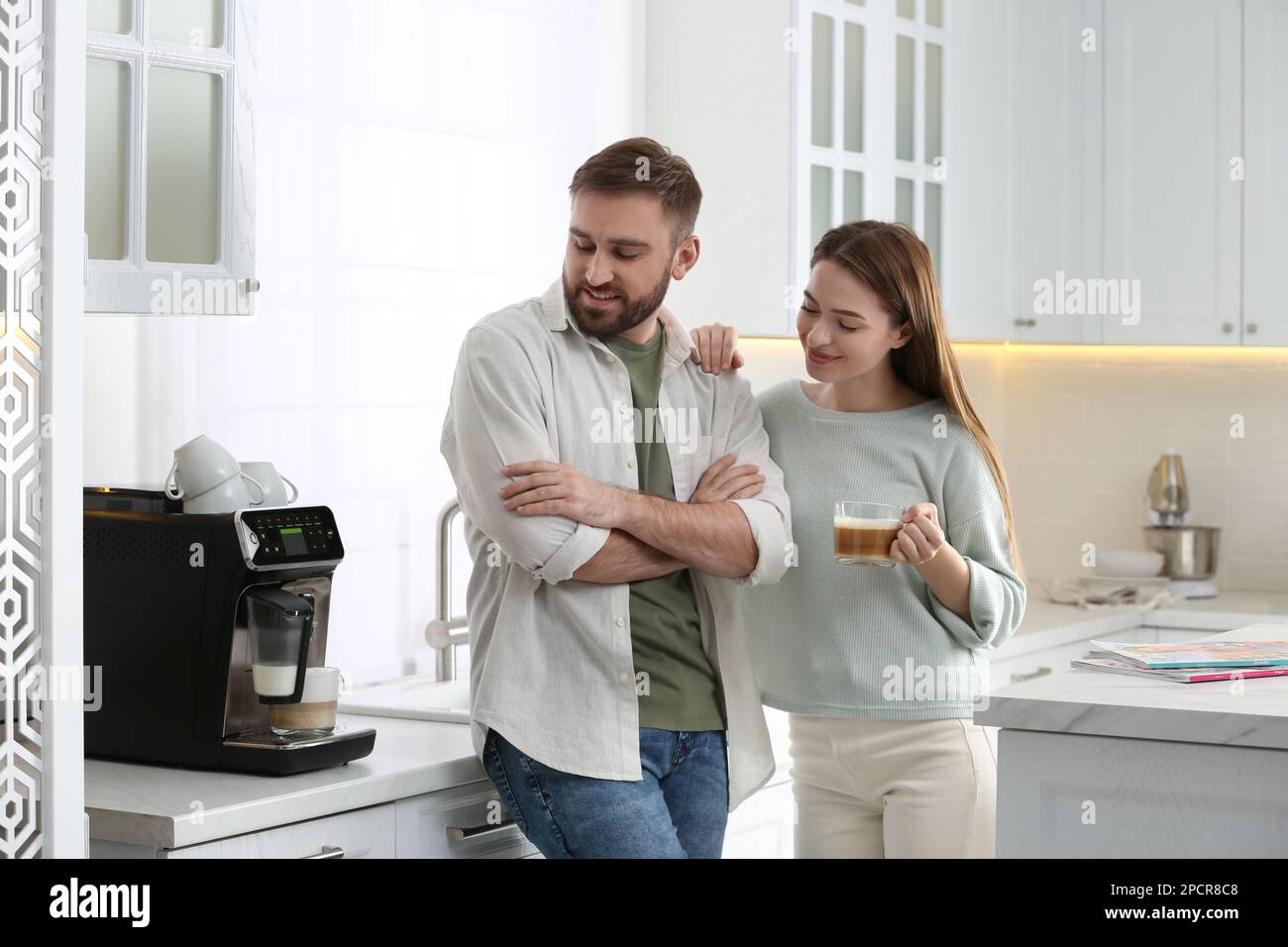 Man using espresso machine hi-res stock photography and images - Alamy