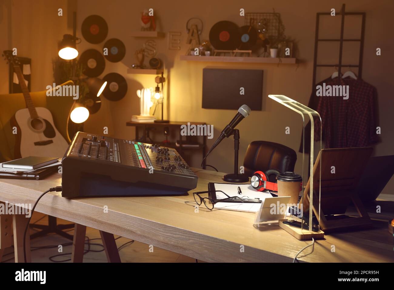 Professional audio equipment in modern radio studio Stock Photo - Alamy