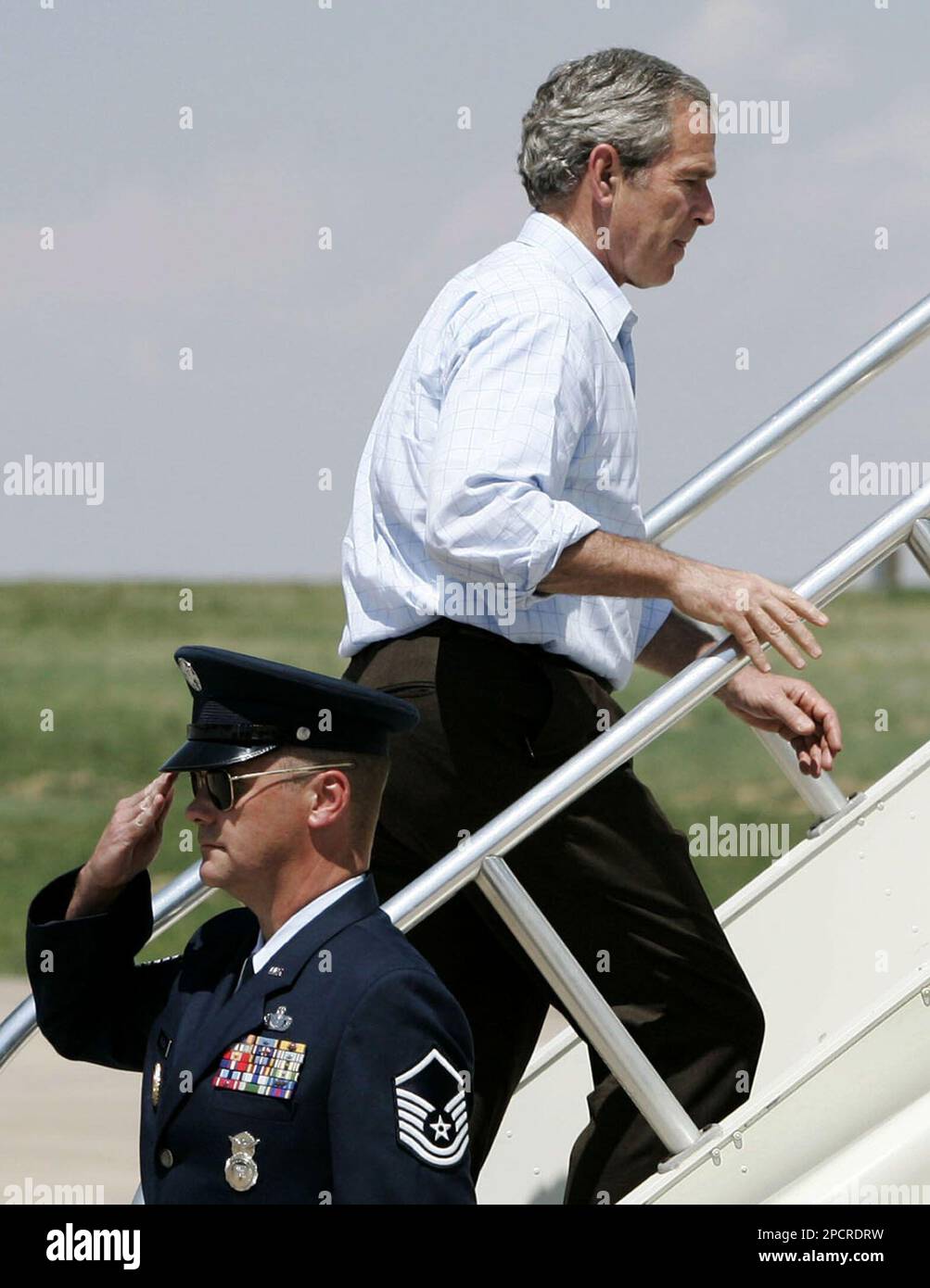 President Bush walks up the stairs to Air Force One, Friday, July 21 ...