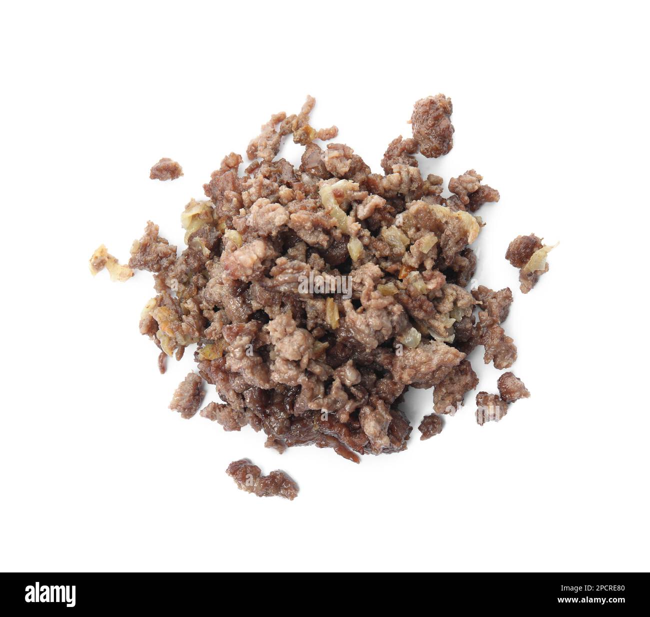 Pile of fried minced meat on white background, top view Stock Photo - Alamy