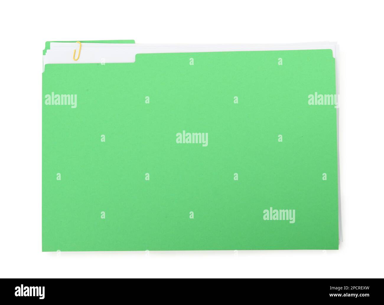 Light green file with documents isolated on white, top view Stock Photo ...