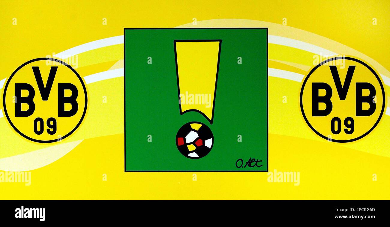 Zwei Logos des Fussballbundesligisten Borussia Dortmund stehen neben ...