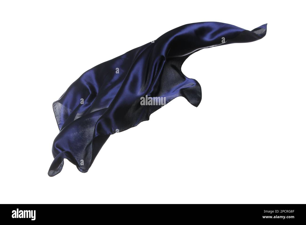 Beautiful delicate dark silk floating on white background Stock Photo ...