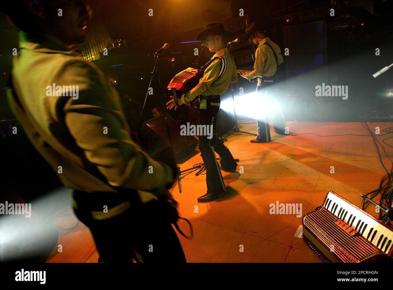 The musical group Tornado performs a ballad at a nightclub in Bogota ...