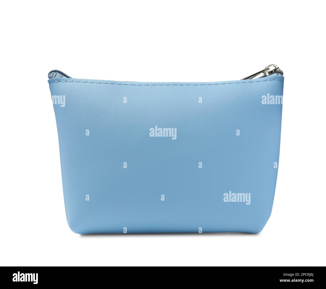 Stylish light blue cosmetic bag isolated on white Stock Photo - Alamy