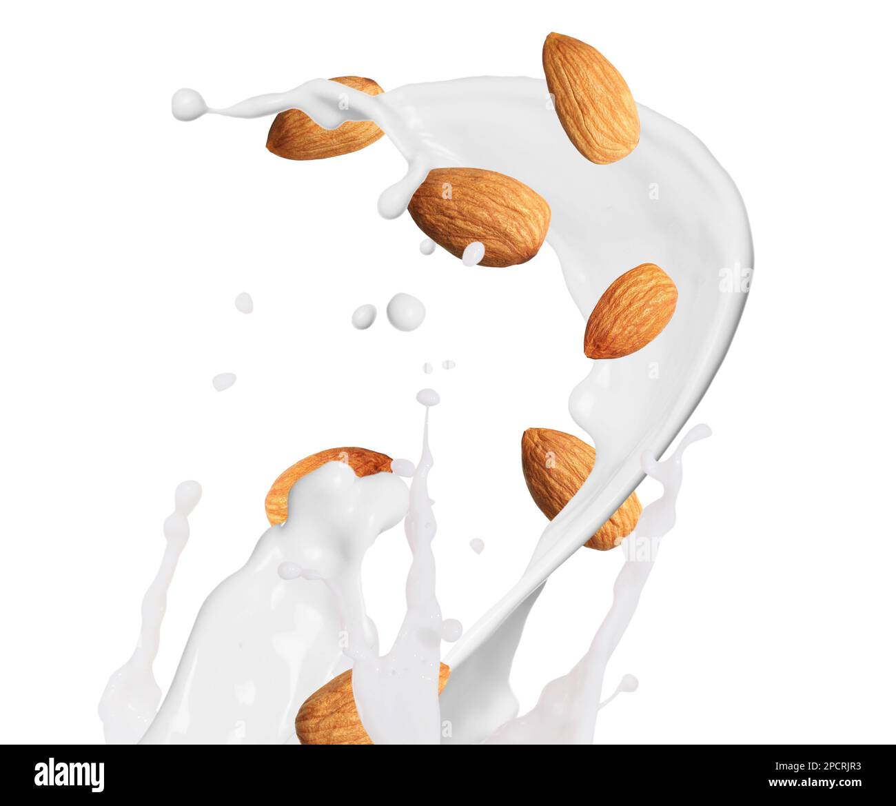Delicious almond milk and nuts on white background Stock Photo - Alamy