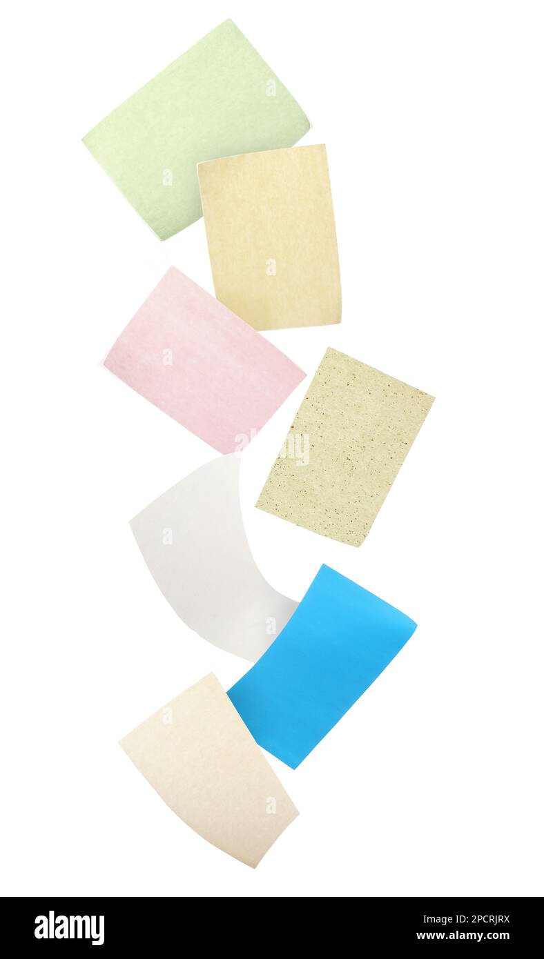 Different facial oil blotting tissues falling on white background ...