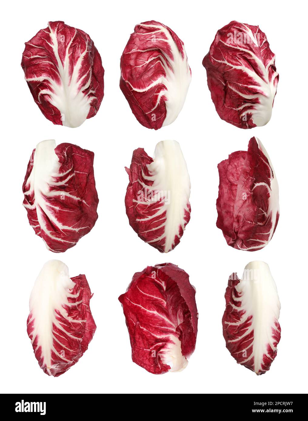 Set with fresh ripe radicchio leaves on white background Stock Photo - Alamy