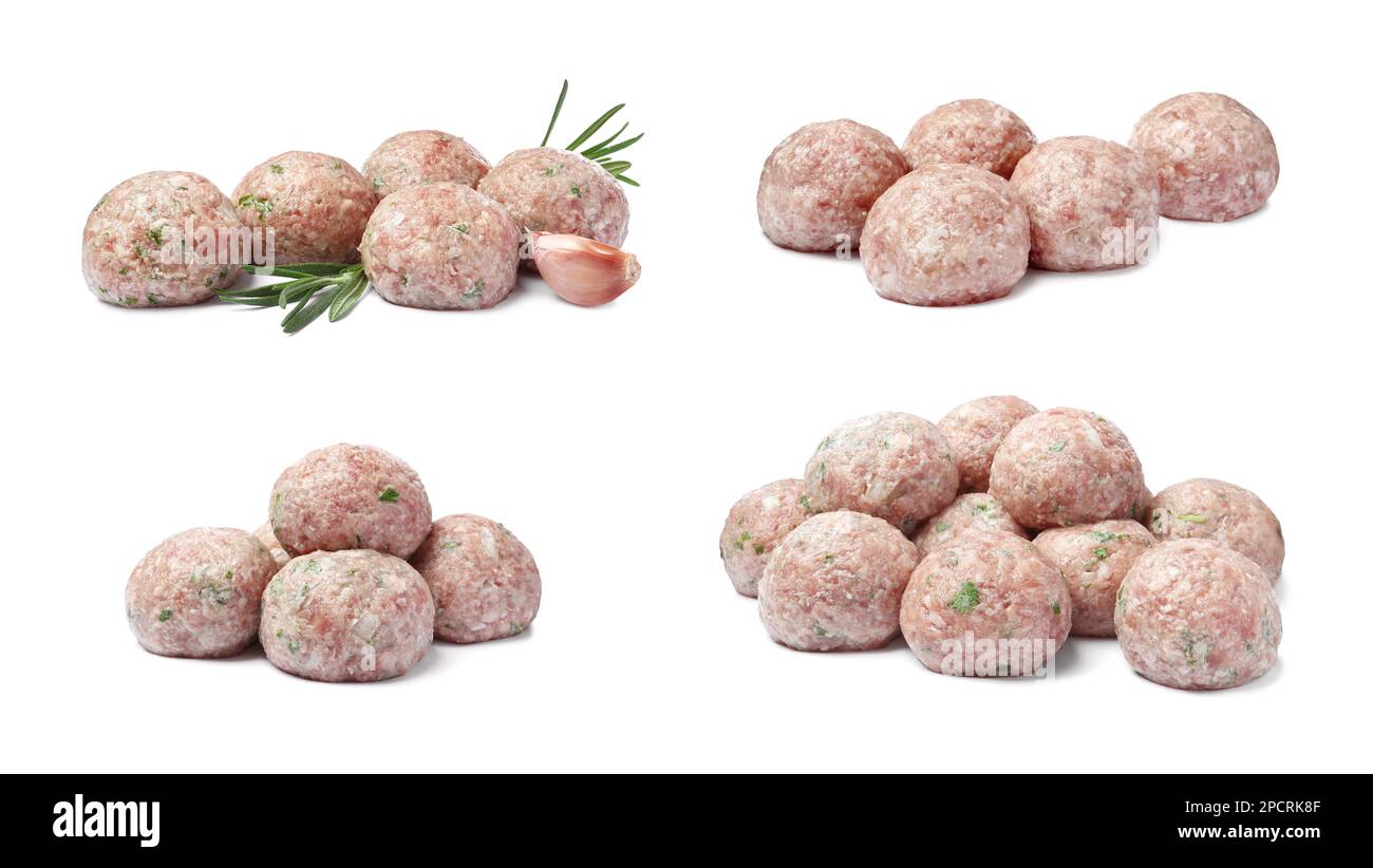 Set fresh raw meatballs hi-res stock photography and images - Alamy