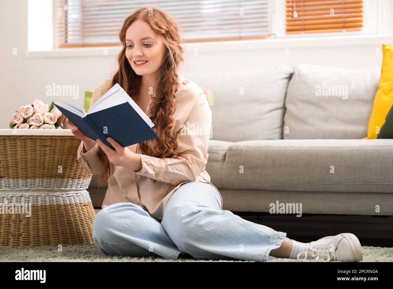 Redhead woman home open hi-res stock photography and images - Alamy