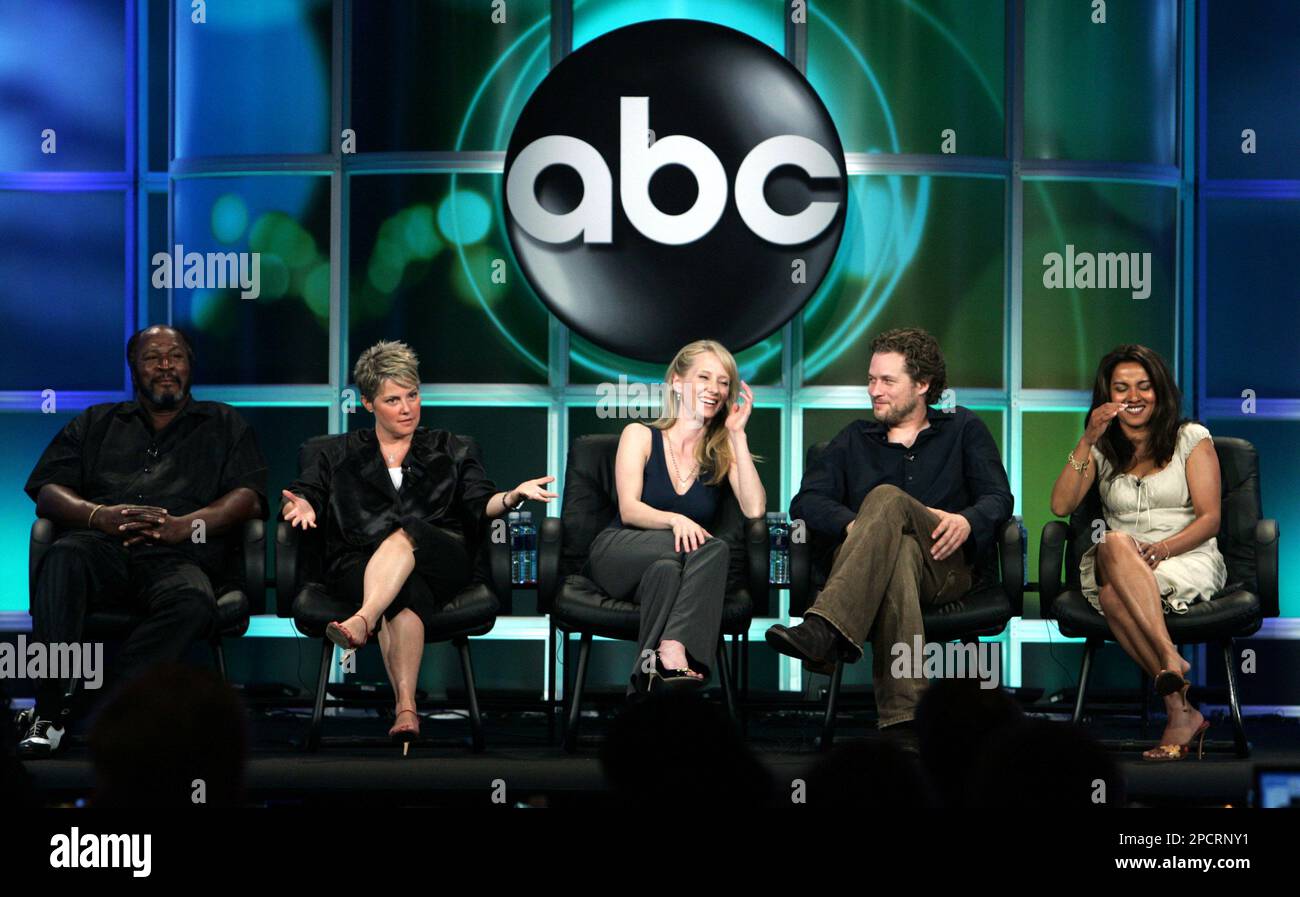 Actor John Amos, executive producer Jenny Bicks, and actors Anne Heche ...