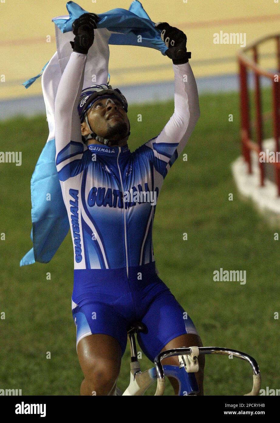 Guatemala's Jose Sochon celebrates after wins gold medal during the men ...